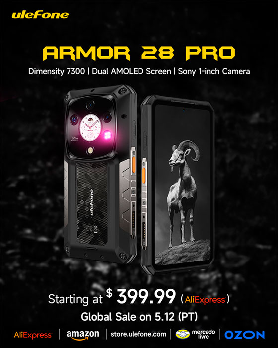 Ulefone представляет Armor 28 Pro с двумя AMOLED-экранами и аккумулятором 10600 мАч